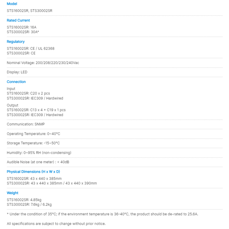 Power Management – Rack-Mount Static Transfer Switch – Delta Energy Systems Ltd